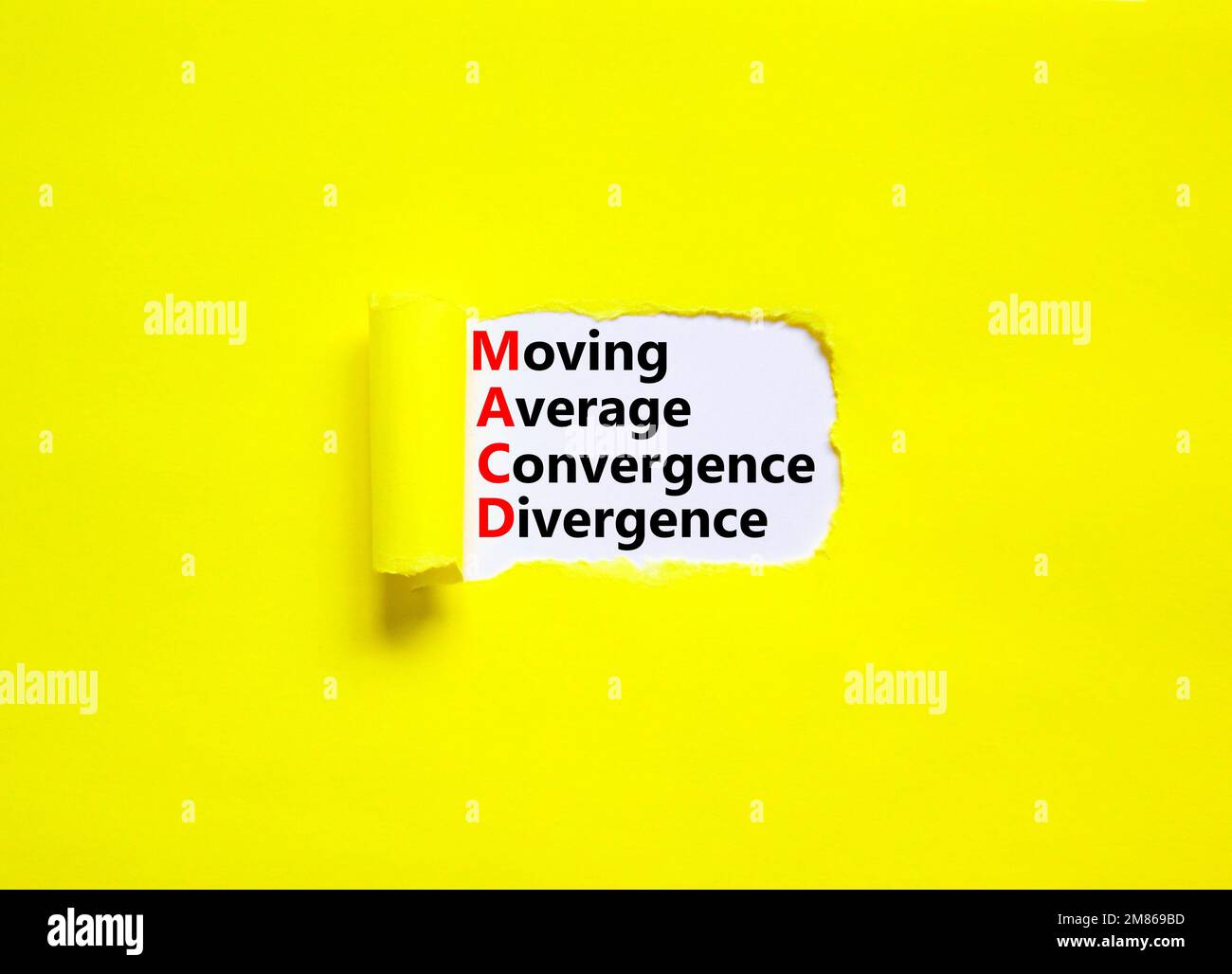 MACD symbol. Concept words MACD moving average convergence divergence ...