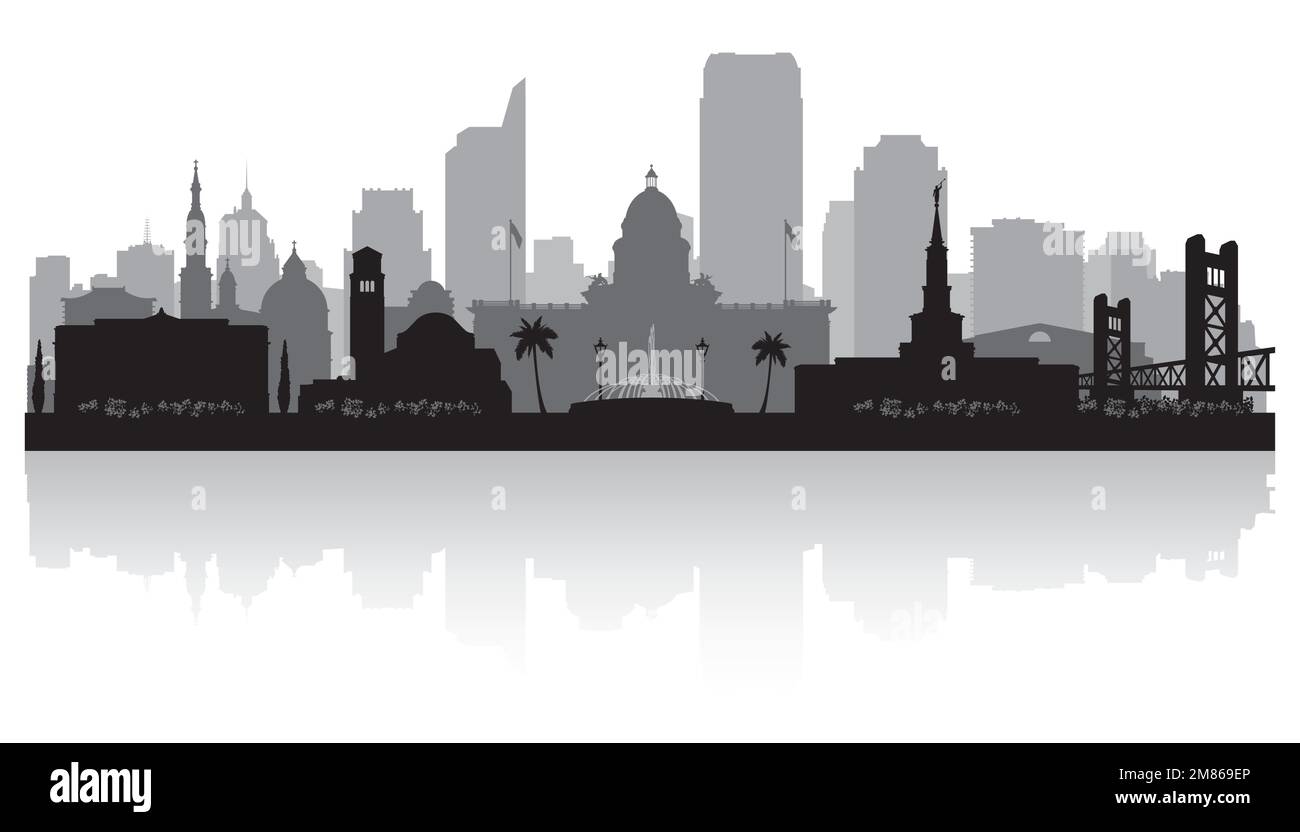 Sacramento California city skyline vector silhouette illustration Stock Vector Image & Art - Alamy