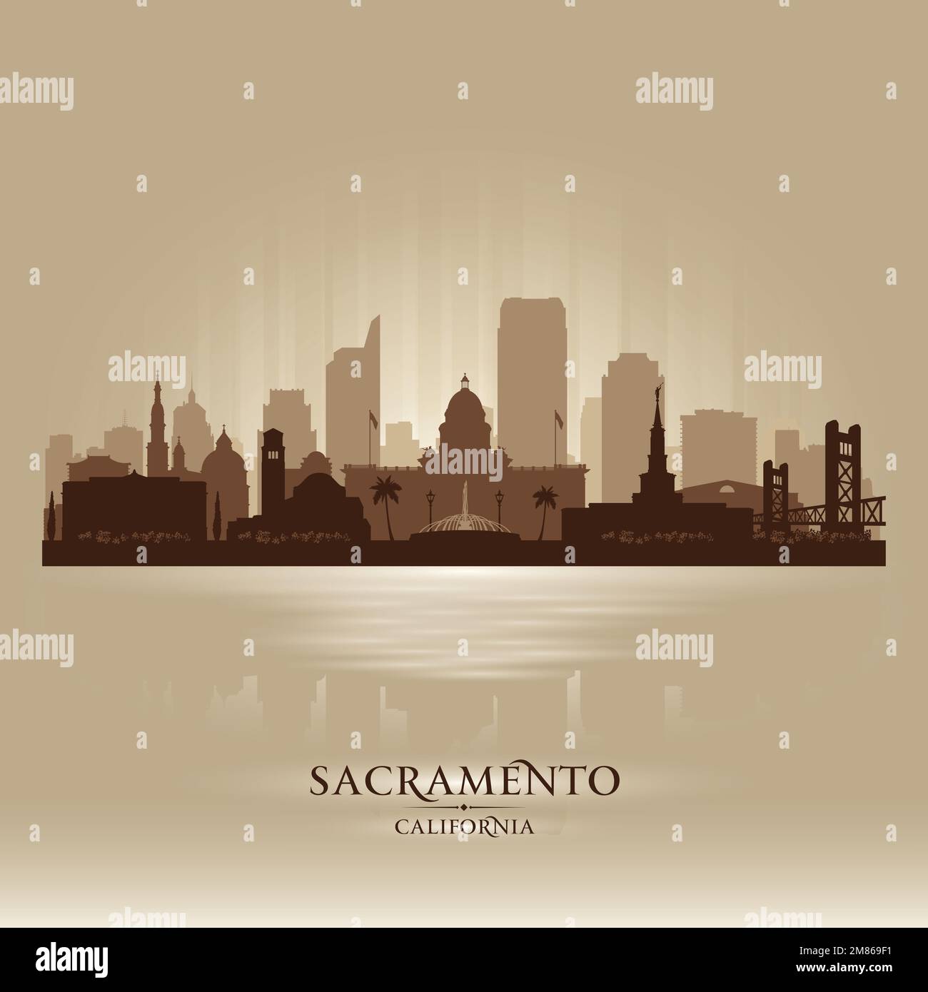 Sacramento California city skyline vector silhouette illustration Stock Vector Image & Art - Alamy