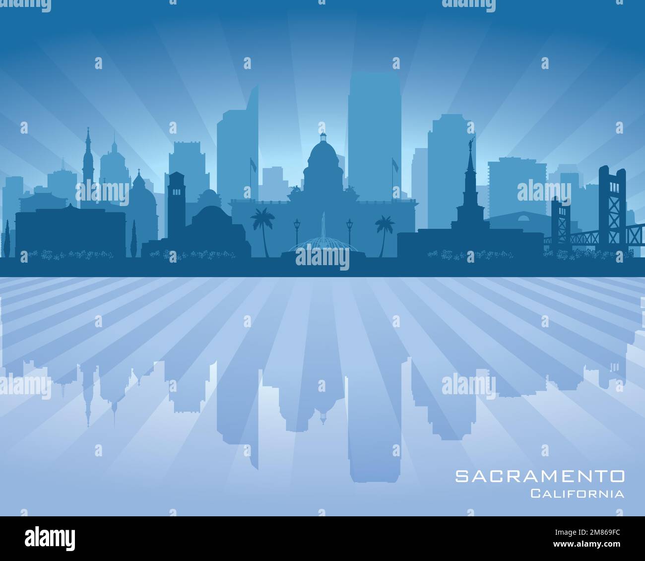 Sacramento California city skyline vector silhouette illustration Stock Vector Image & Art - Alamy
