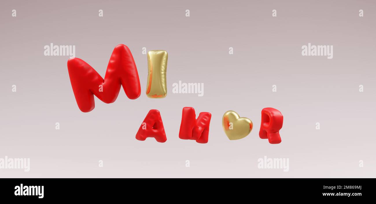 Valentine's Day background. Gift, Mi Amor balloon letters. Valentines ...