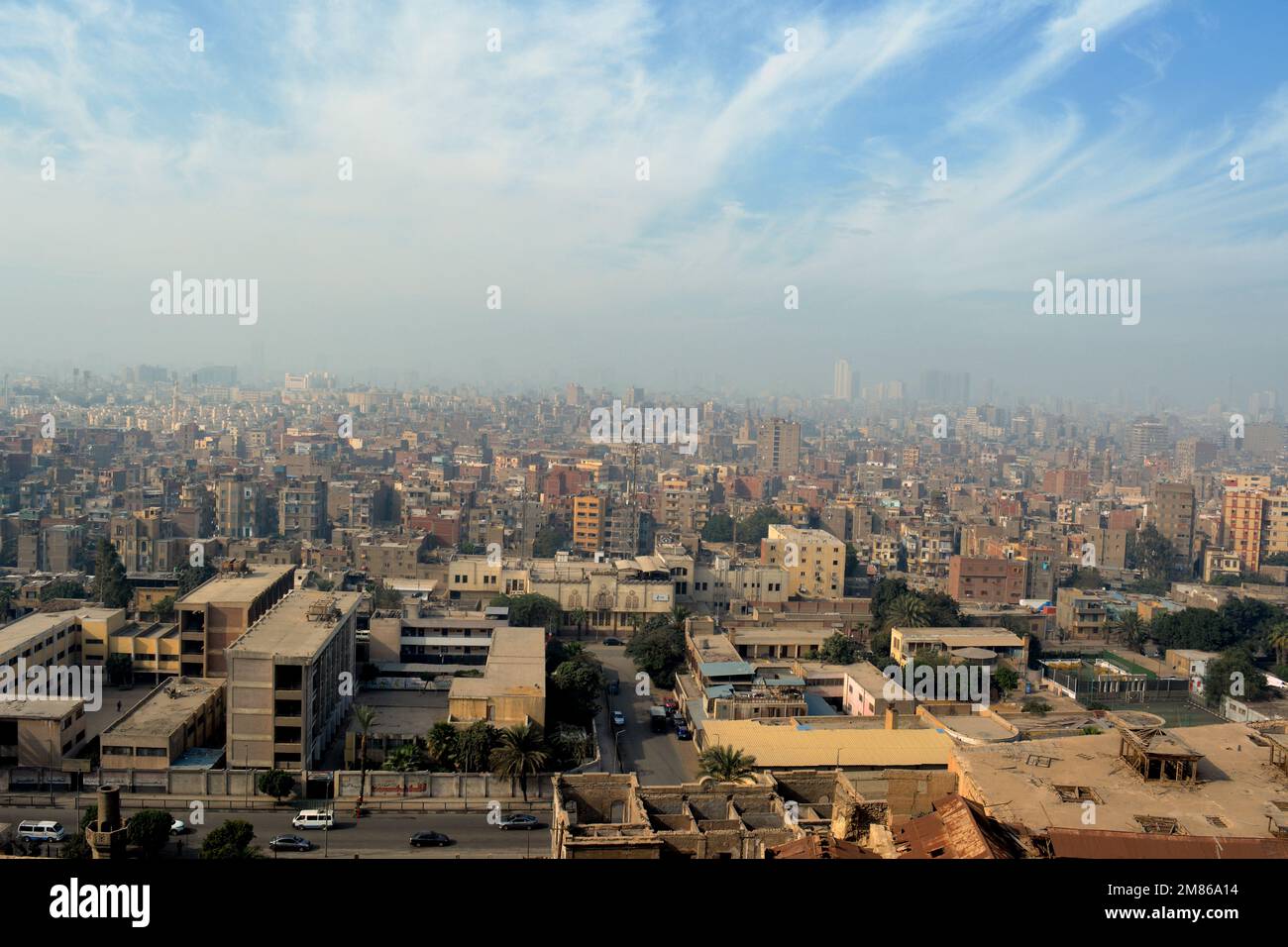 Cairo, Egypt, January 7 2023: Aerial view of old Cairo city from Salah ...