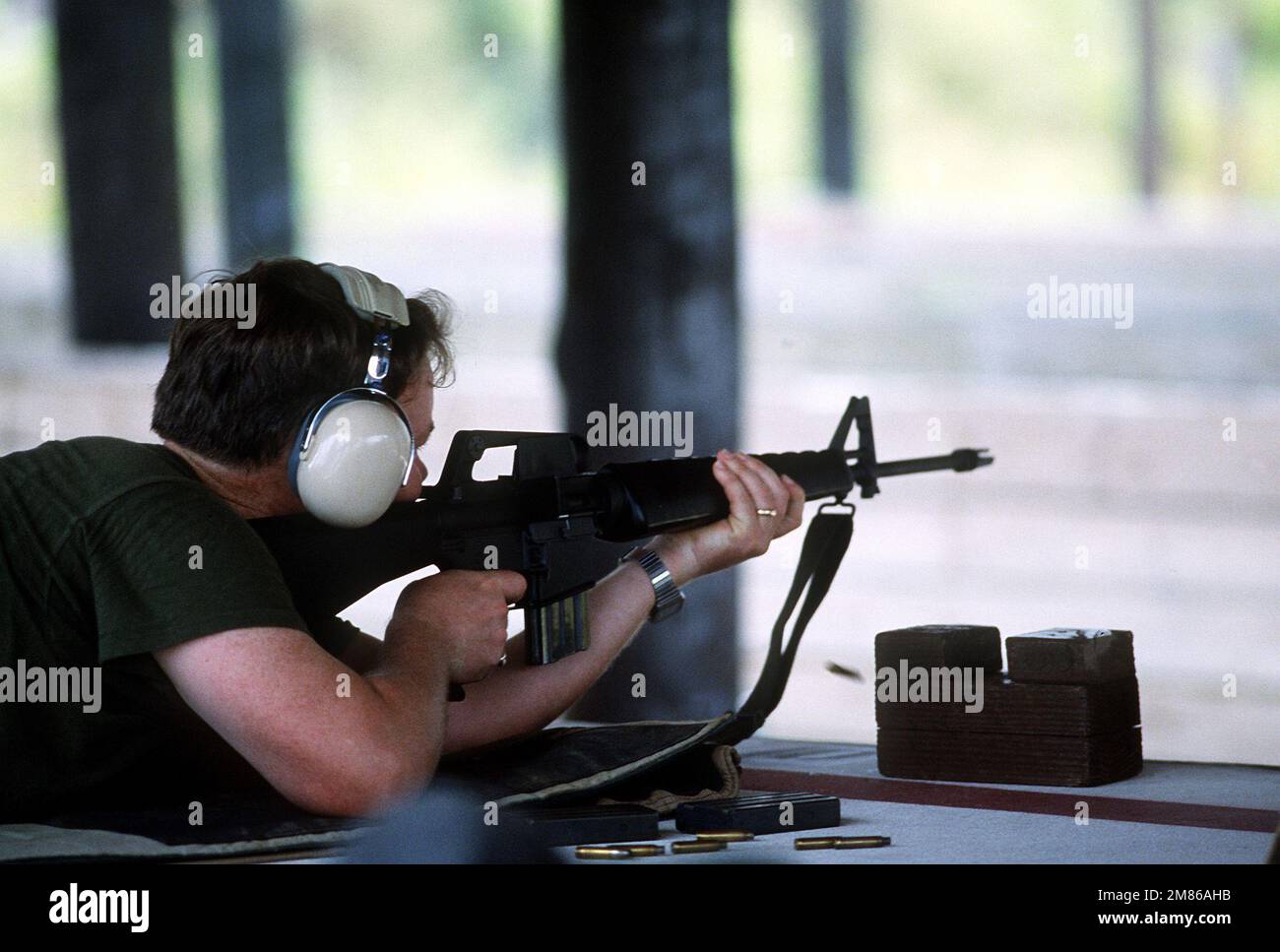A 252nd Combat Information Systems Group member takes aim with an M ...