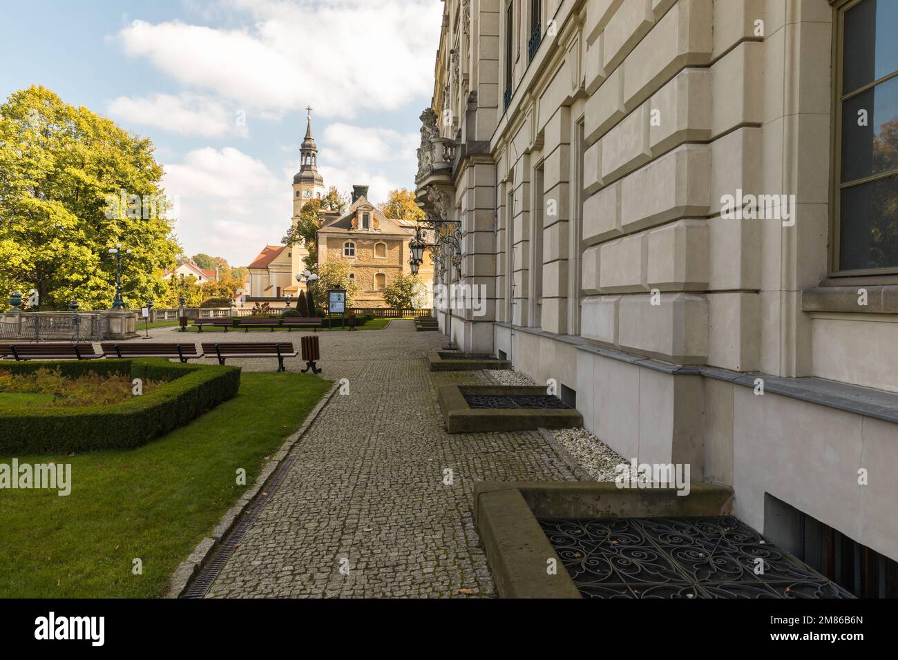 The surroundings around the palace in Pszczyna, the architectural pride ...