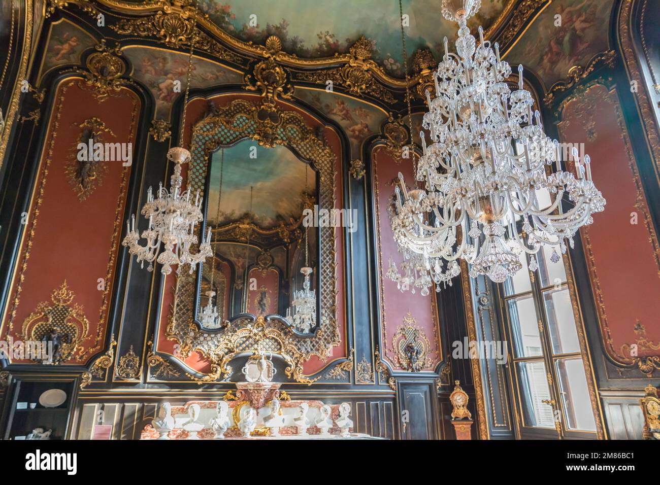 Hochberg family palace museum in Pszczyna, rich interior of the ...