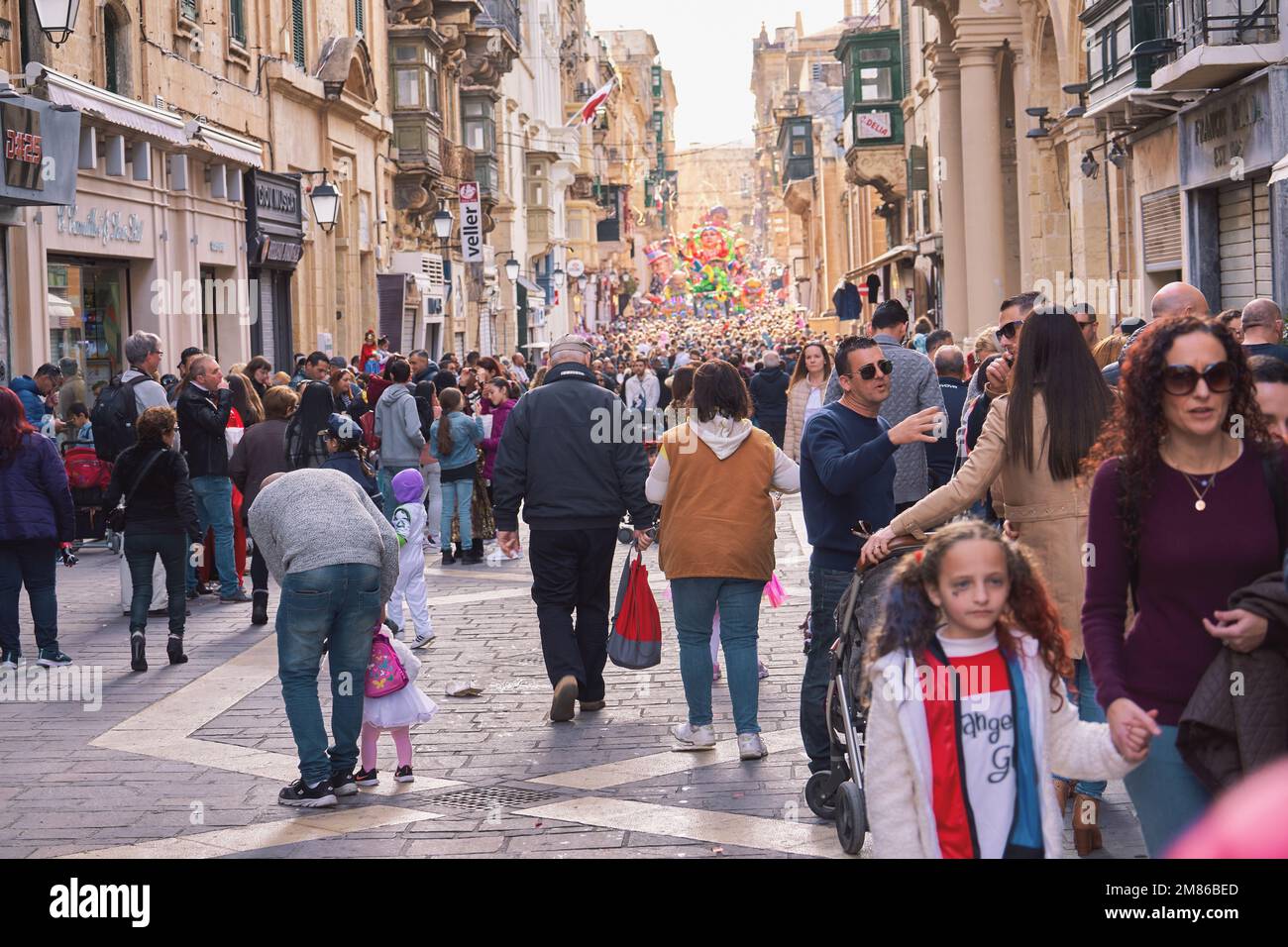 Grand Parade of colorful carnival-floats during Mardi Gras in Valletta ...