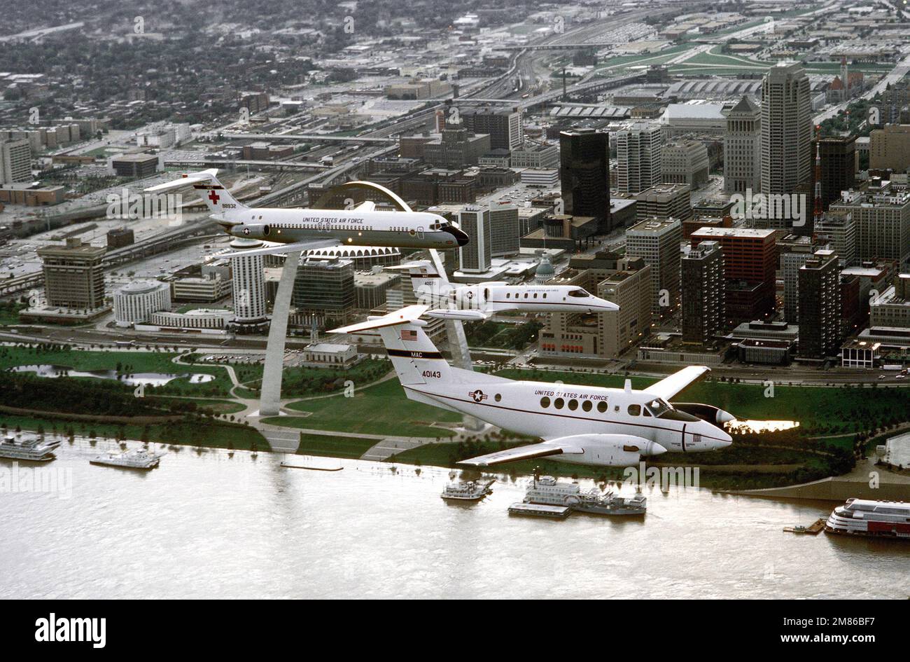 Air to air image of the three aircraft of the 375th Airlift Wing, Scott ...