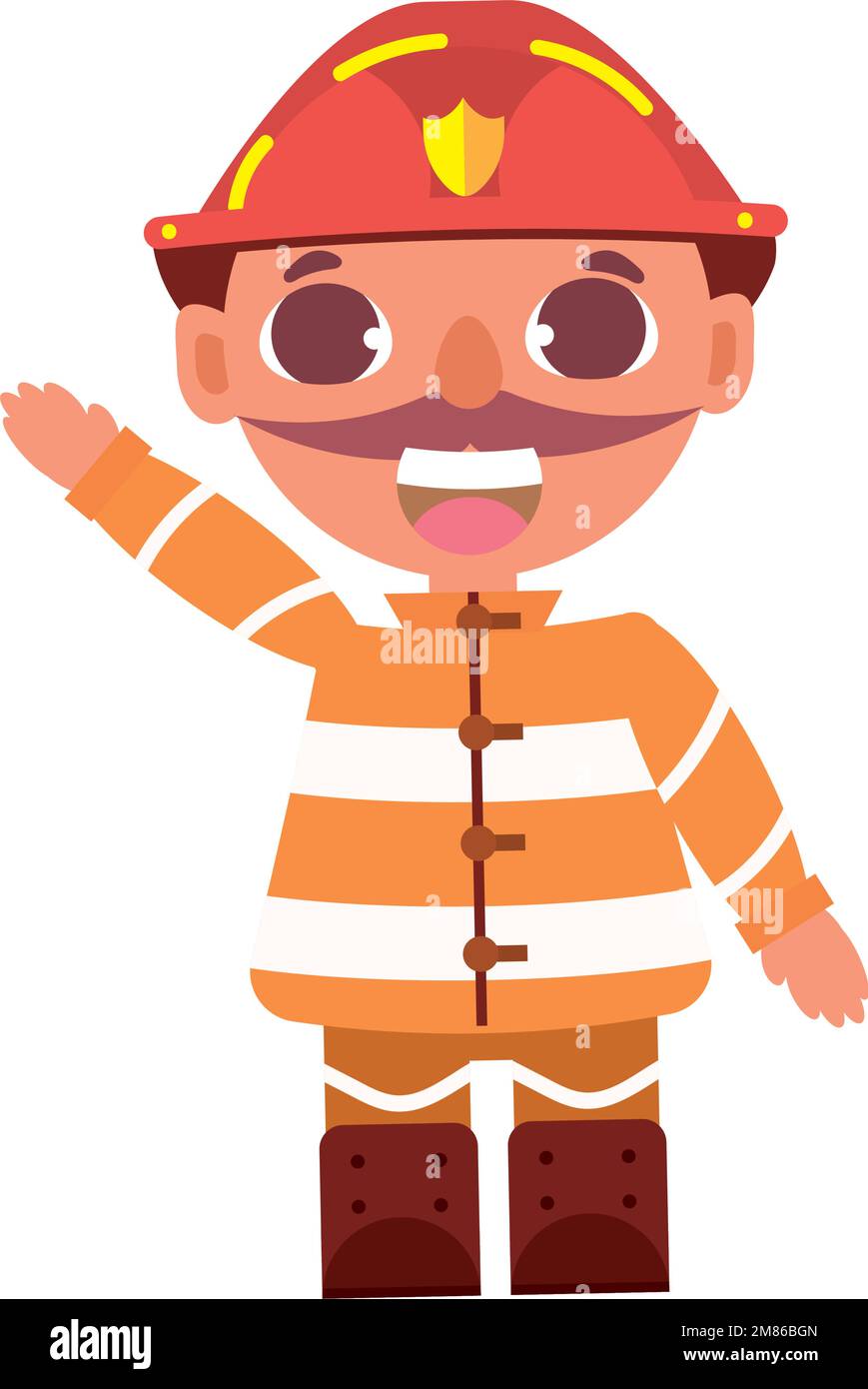 Isolated happy male firefighter cartoon character Vector Stock Vector ...