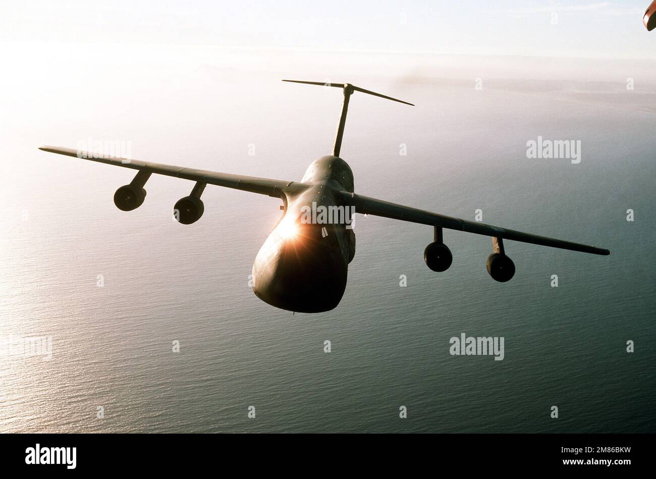 Air to air front view of a C-5 Galaxy, assigned to the 60th Military ...