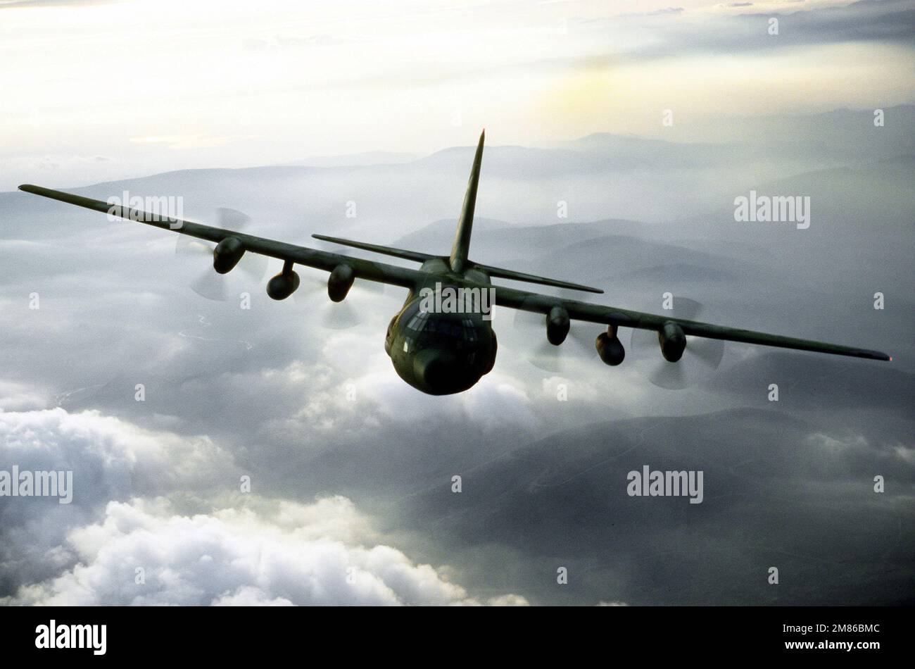 Air to air front view of 62th Military Airlift Wing's C-130 Hercules ...