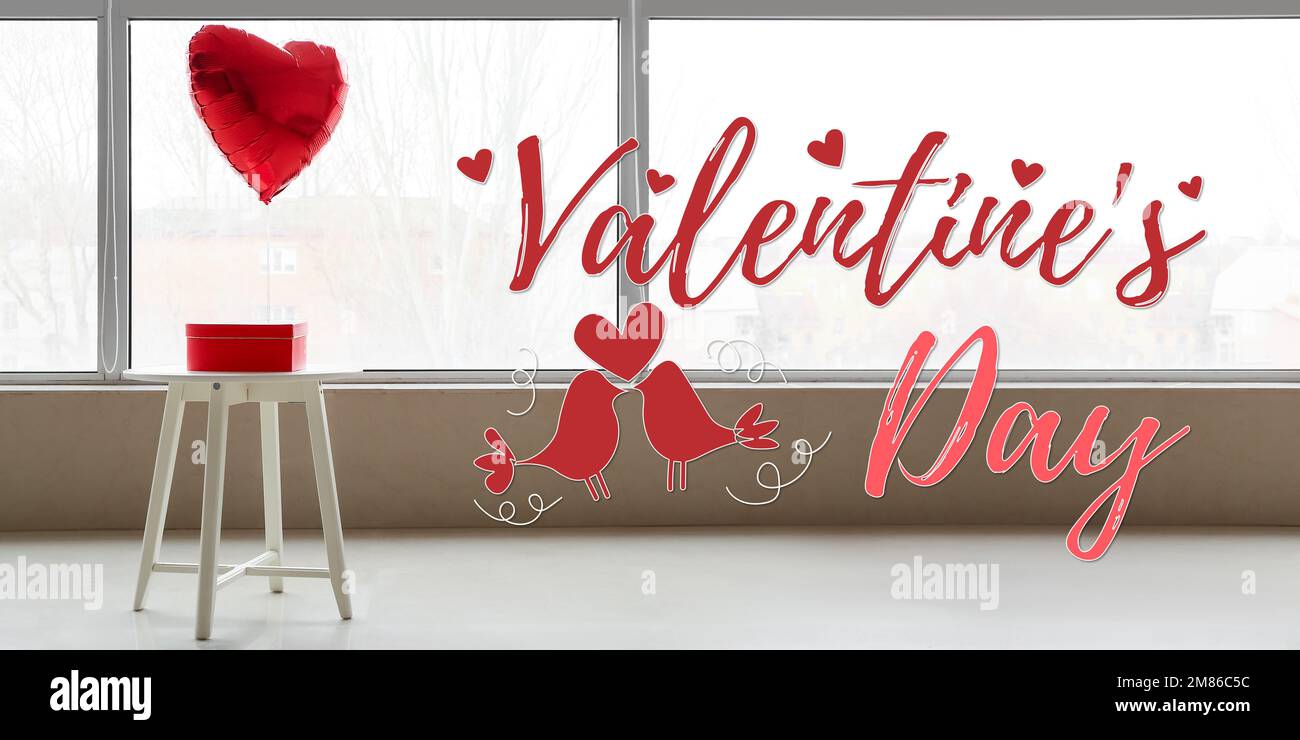 Beautiful greeting card for Valentine's Day with red heart shaped ...