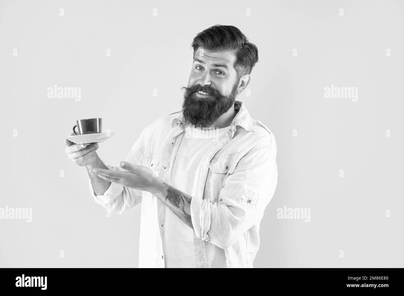 Express emotions happy bearded Black and White Stock Photos & Images ...