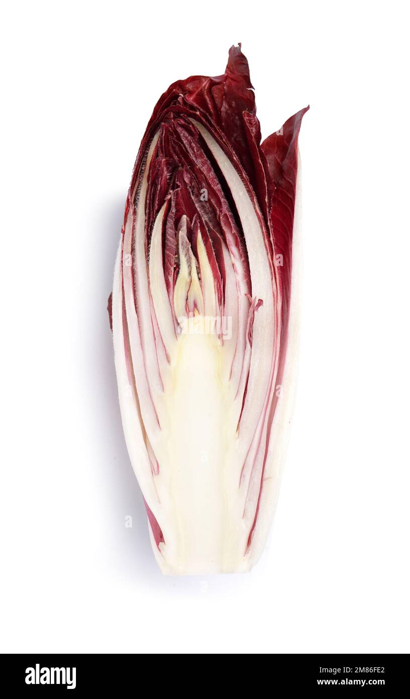 Half of fresh red endive on white background Stock Photo - Alamy