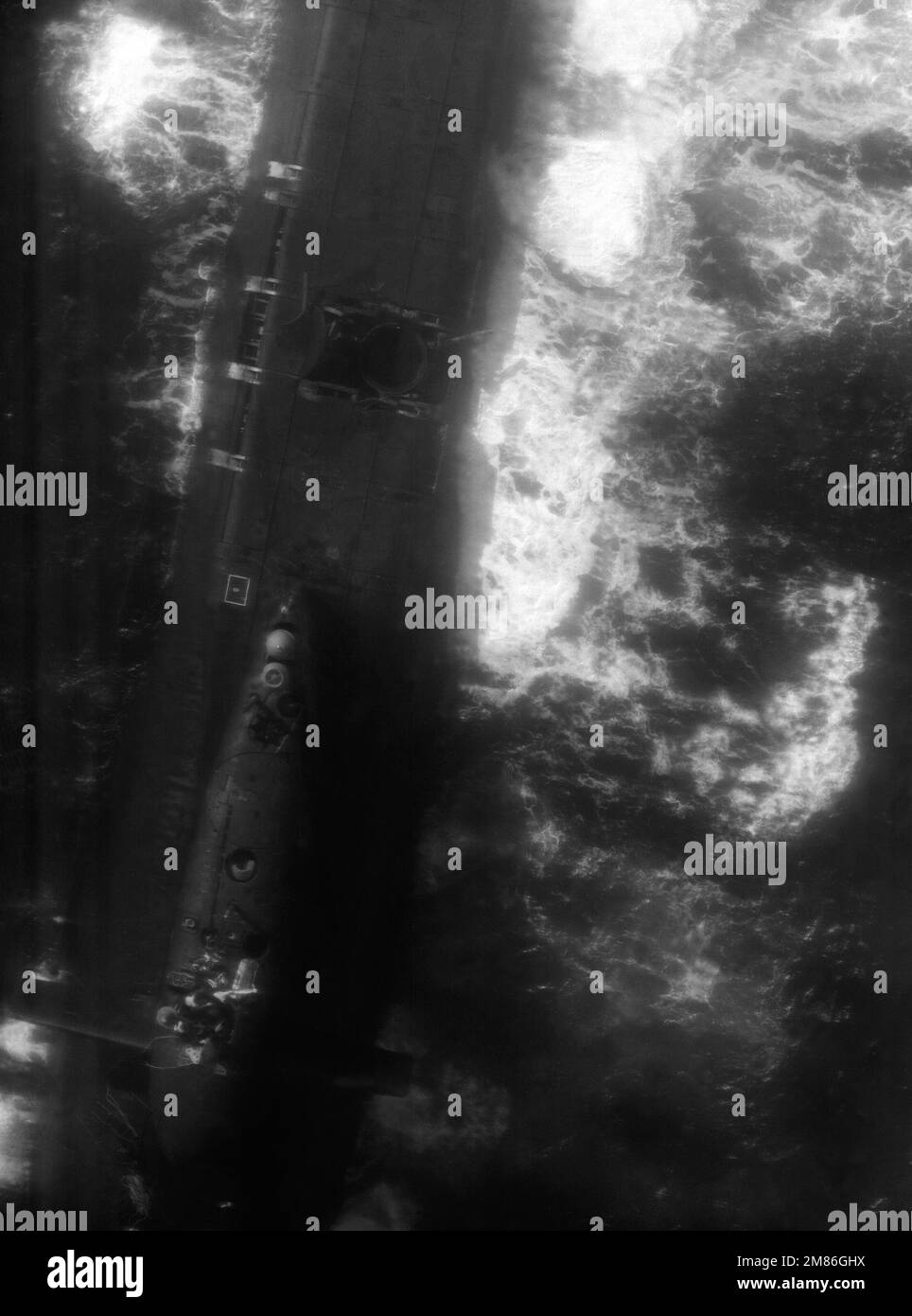 An aerial view of a damaged Soviet Yankee class nuclear-powered ...