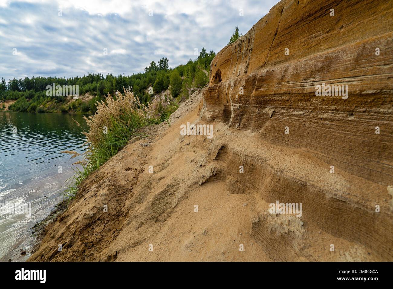 Summer landscape of a water quarry. Leningrad region. Vsevolozhsk Stock ...