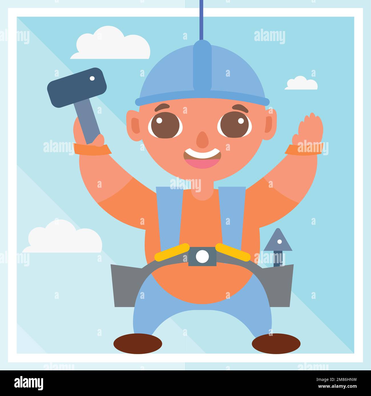 Happy window cleaner male cartoon character Vector Stock Vector Image ...