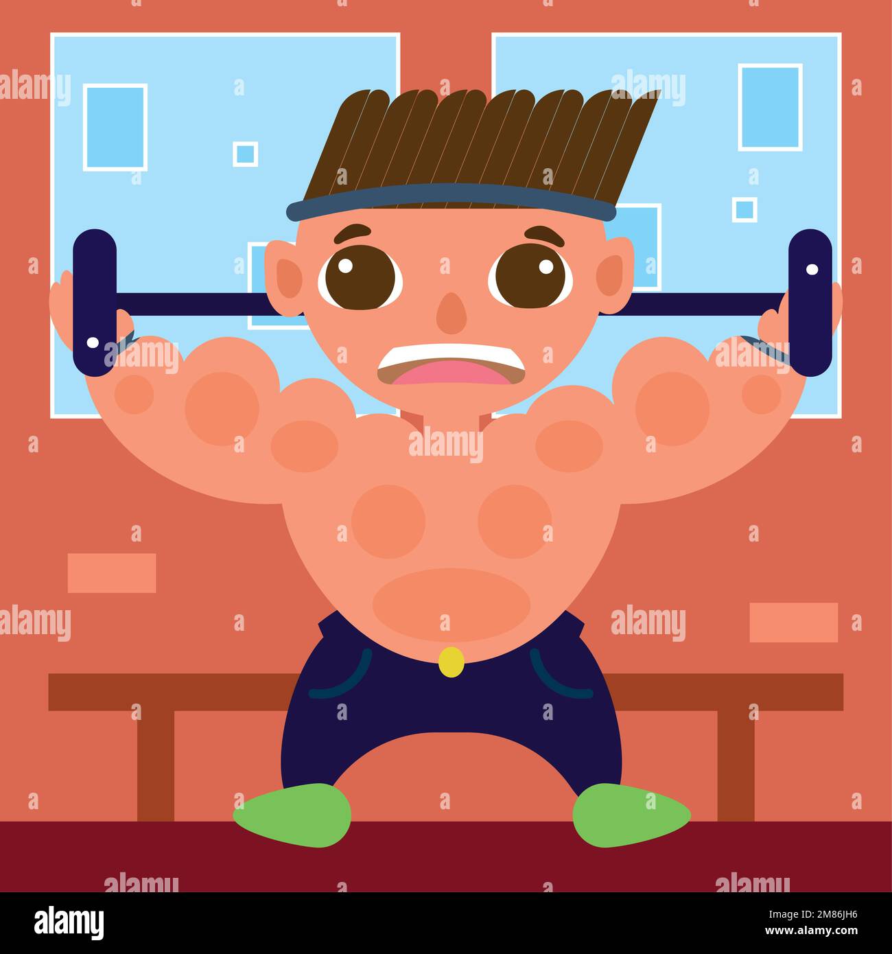 Colored gym worker cartoon character on a gym Vector Stock Vector Image ...