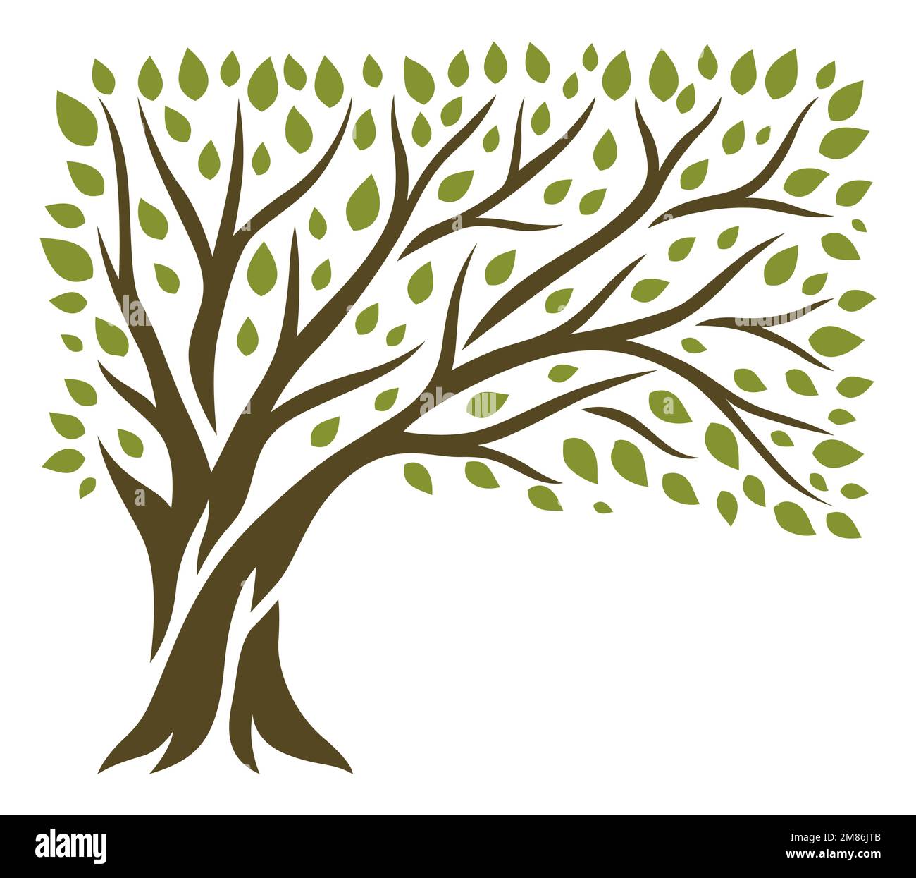 Spring or summer tree with green leaves. Natural illustration Stock ...