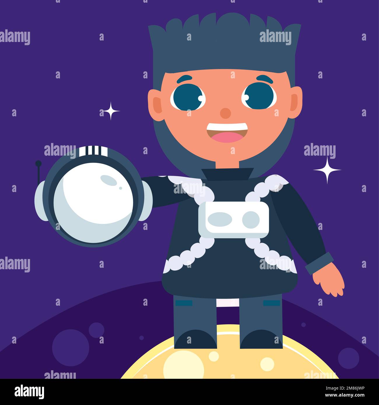 Happy male astronaut cartoon character on the moon Vector Stock Vector ...