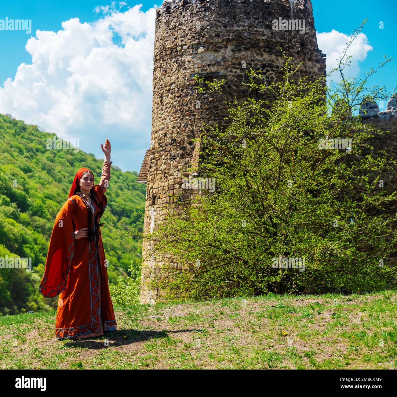 Georgian girl in national costume dances Georgian national dances ...