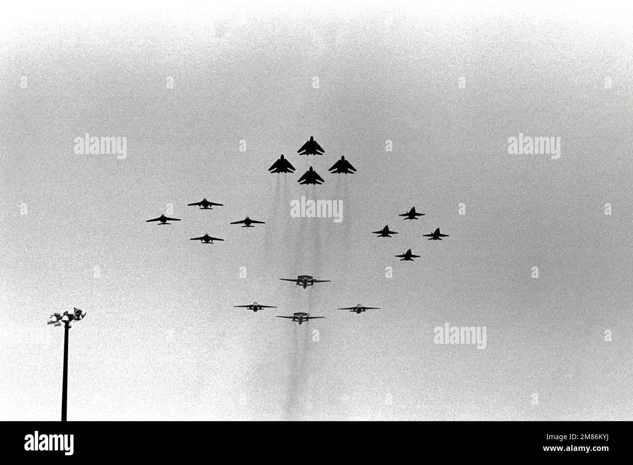 A formation of F-14 Tomcat, F/A-18 Hornet, E-2C Hawkeye and A-6 ...