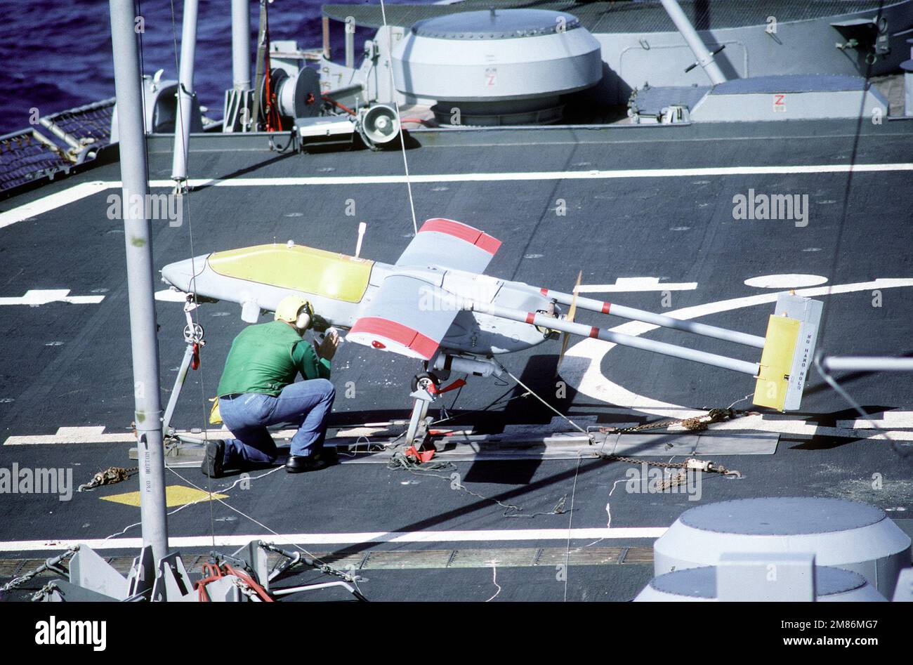 A Pioneer I remotely-piloted vehicle (RPV) is prepared for launching ...