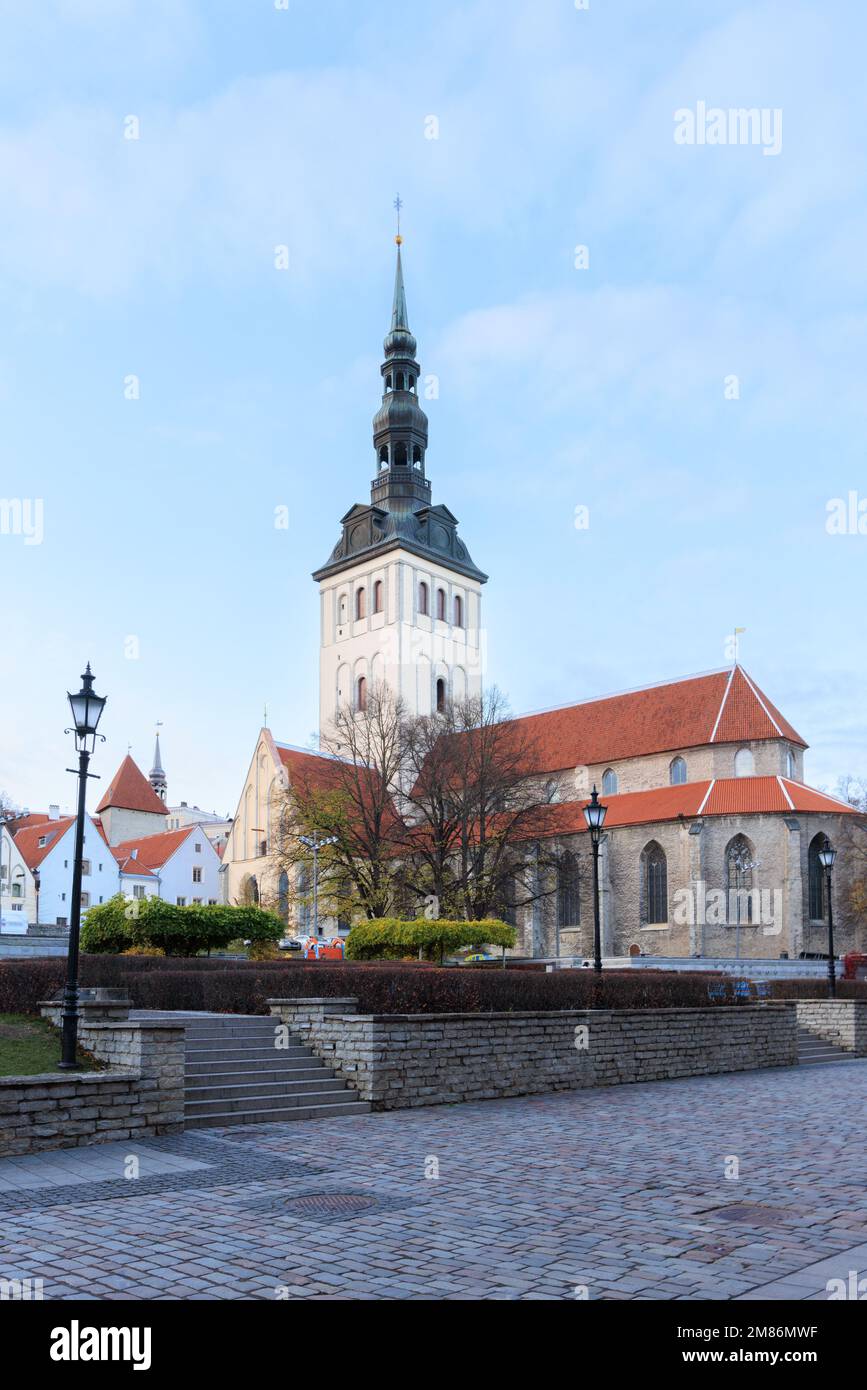 Saint Olaf church in the center of old medieval town of Tallinn in ...