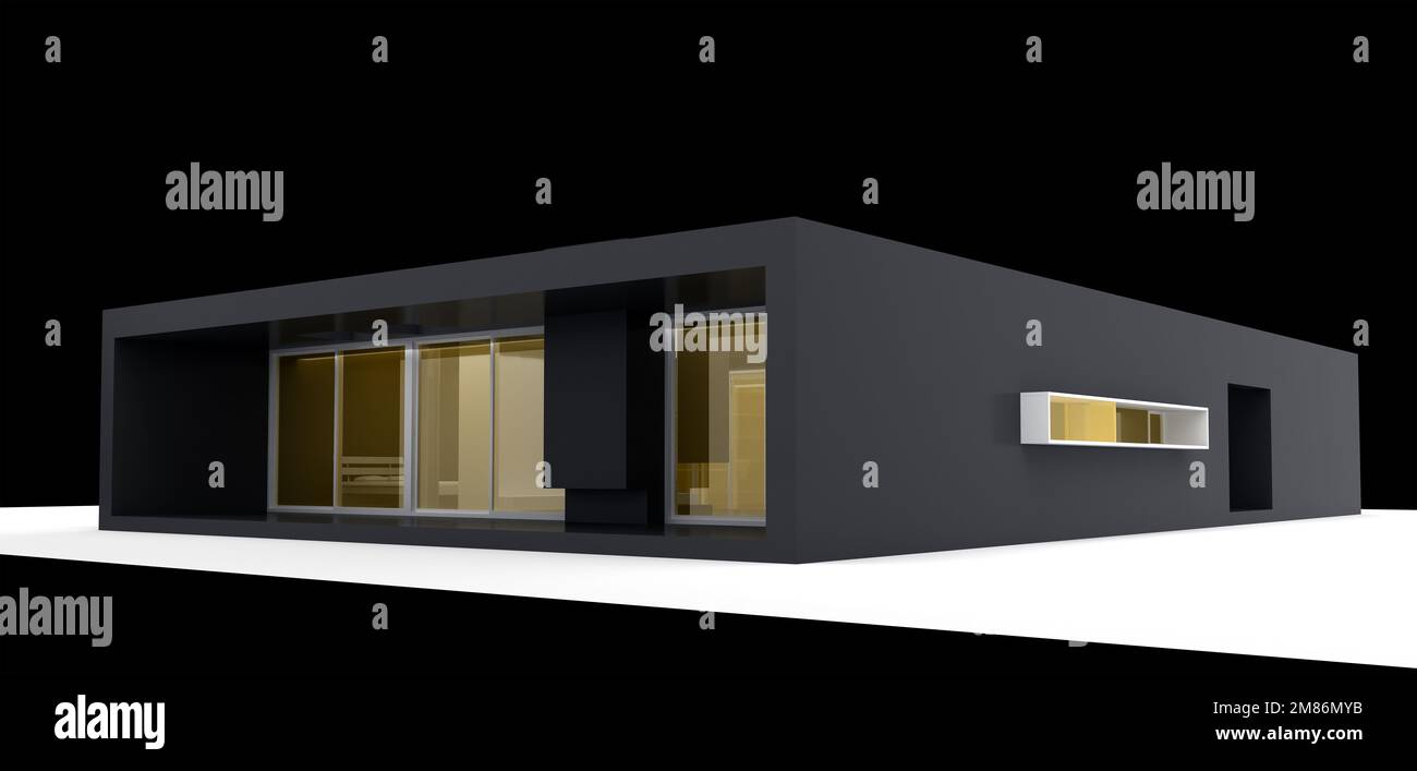 modern minimalistic black building exterior. 3d rendering Stock Photo ...