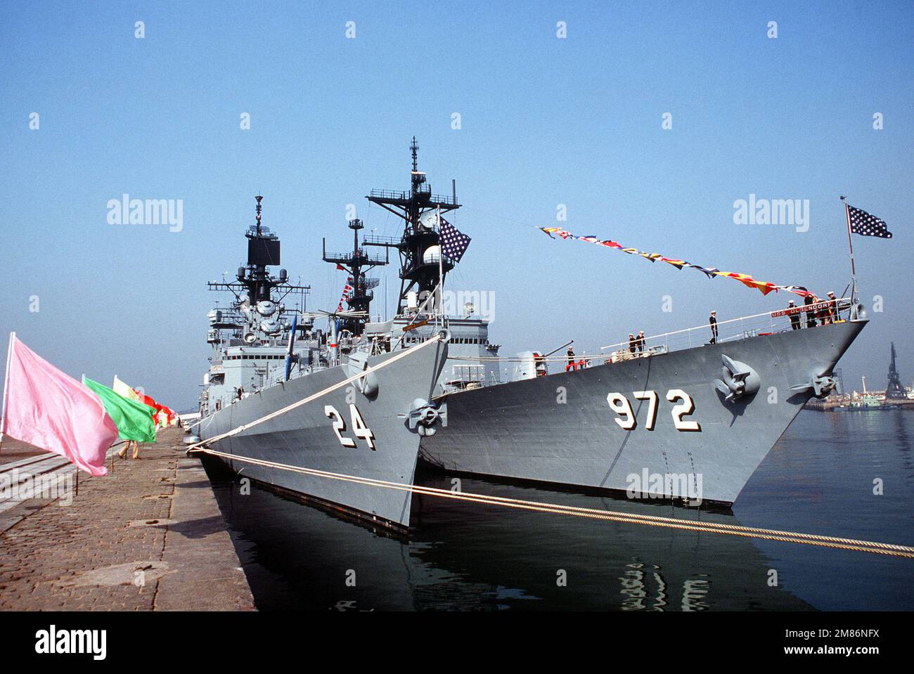 The guided missile cruiser USS REEVES (CG-24) and the destroyer USS ...