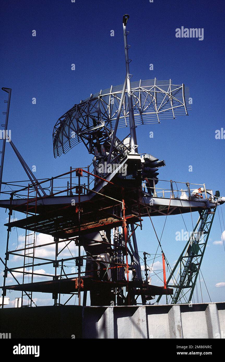 The AN/SPS-49 long range air search radar aboard the nuclear-powered ...