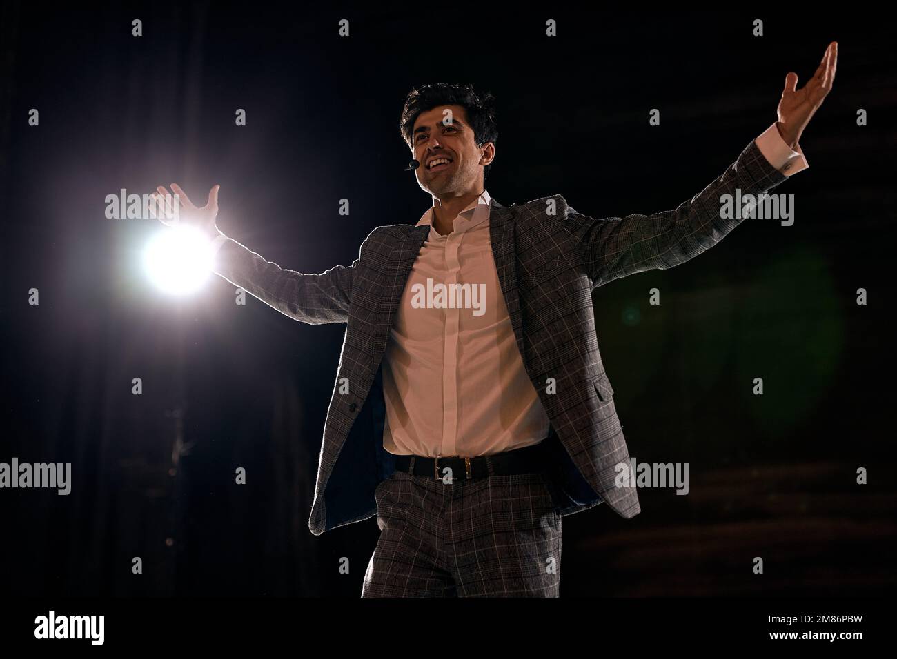 Showman. Middle Age european american Male entertainer, presenter or ...