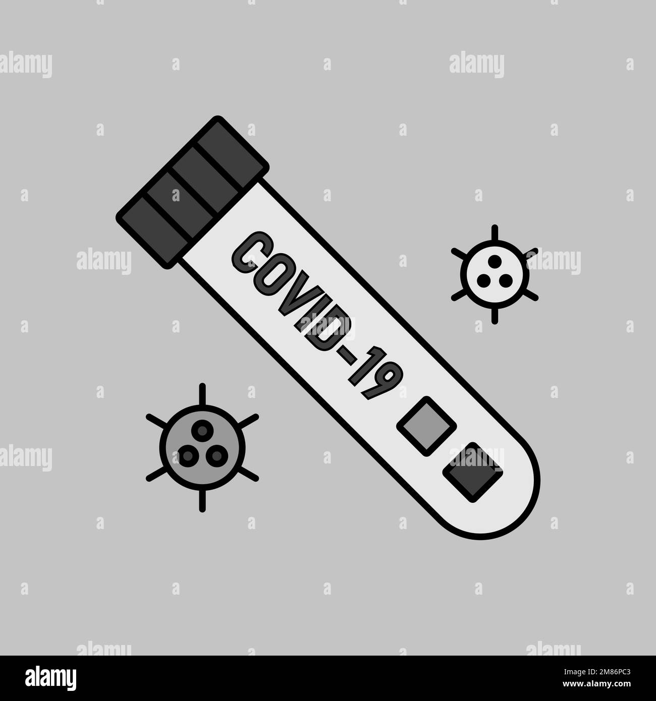 Coronavirus blood test tube vector grayscale icon. Medical sign. Graph ...