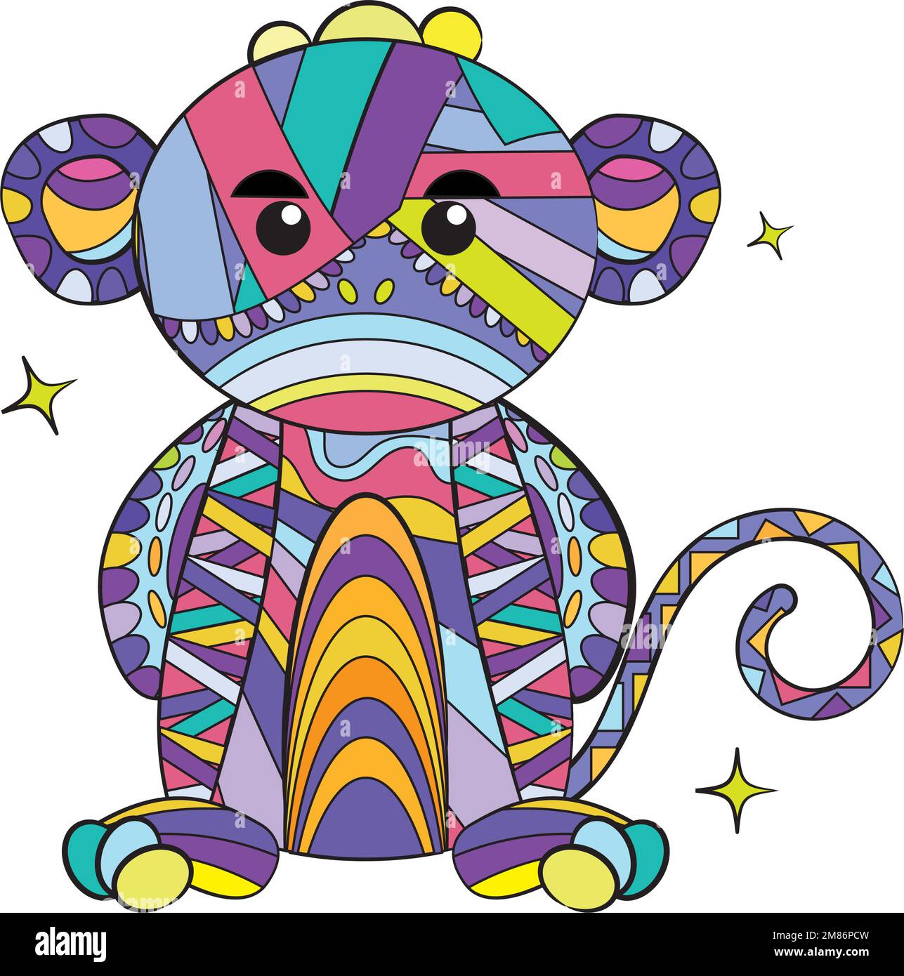 Isolated monkey shape colored mandala Vector Stock Vector Image & Art ...