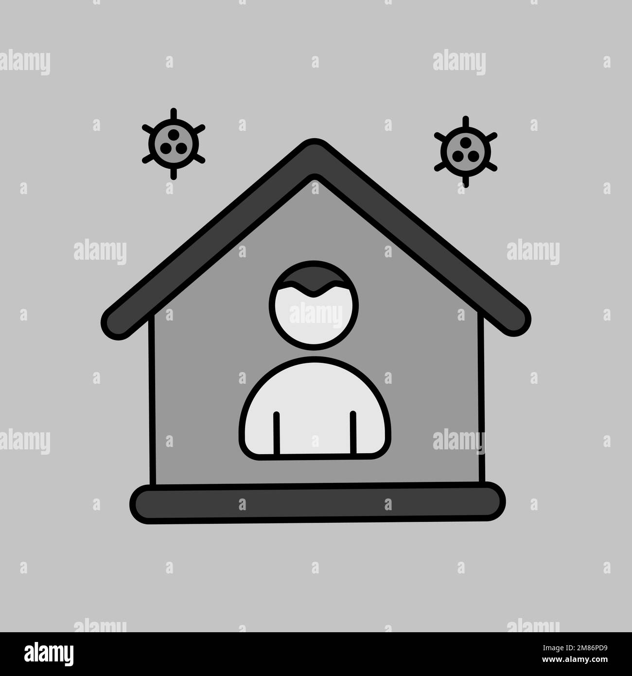 I stay at home vector grayscale icon awareness social media campaign ...