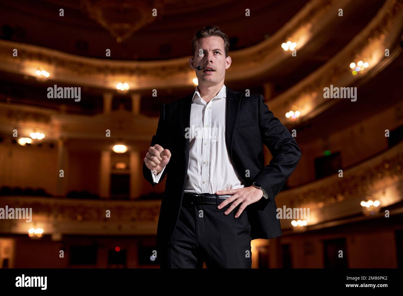 Showman. Middle Age caucasian european Male entertainer, presenter or ...