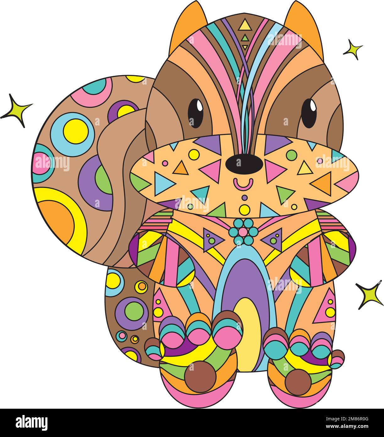 Isolated squirrel shape colored mandala Vector Stock Vector Image & Art ...