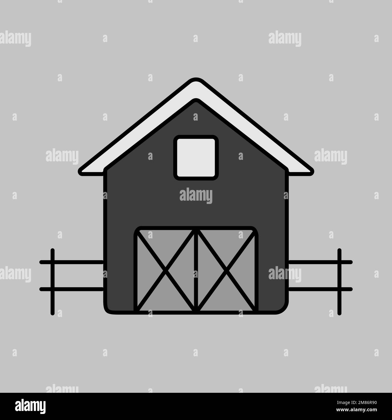 Barn isolated grayscale icon. Farm animal sign. Graph symbol for your ...