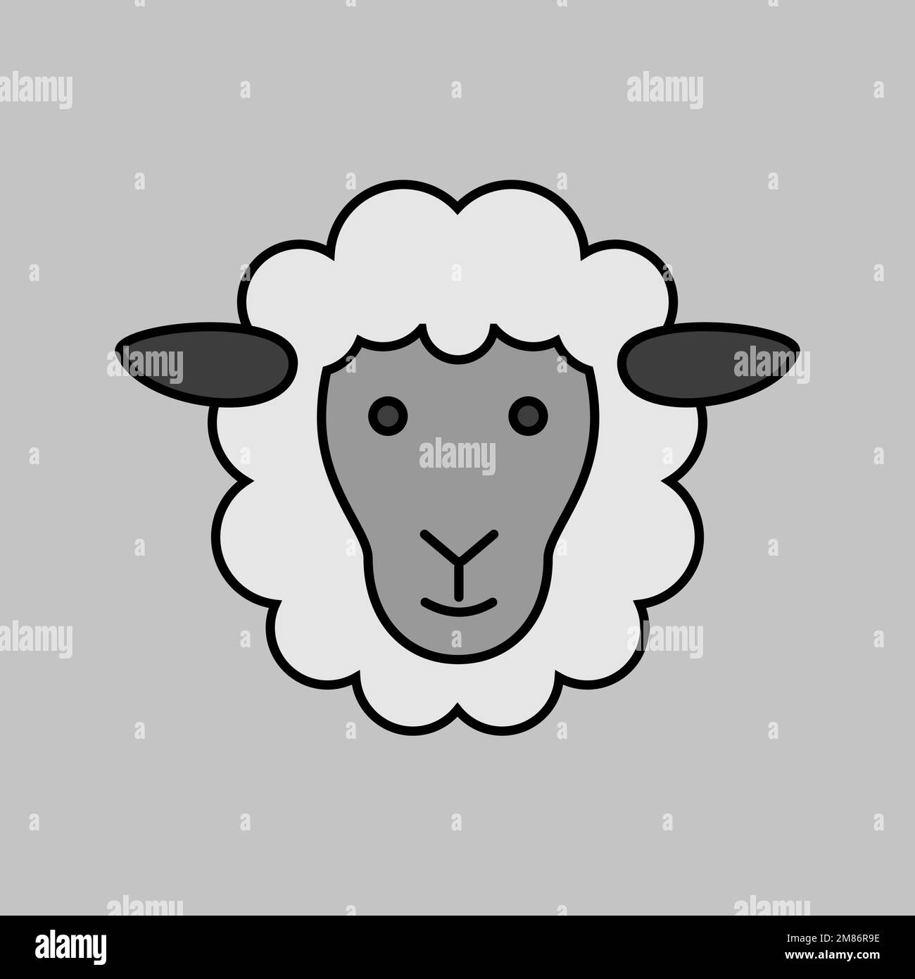 Sheep isolated grayscale icon. Animal head. Farm sign. Graph symbol for ...