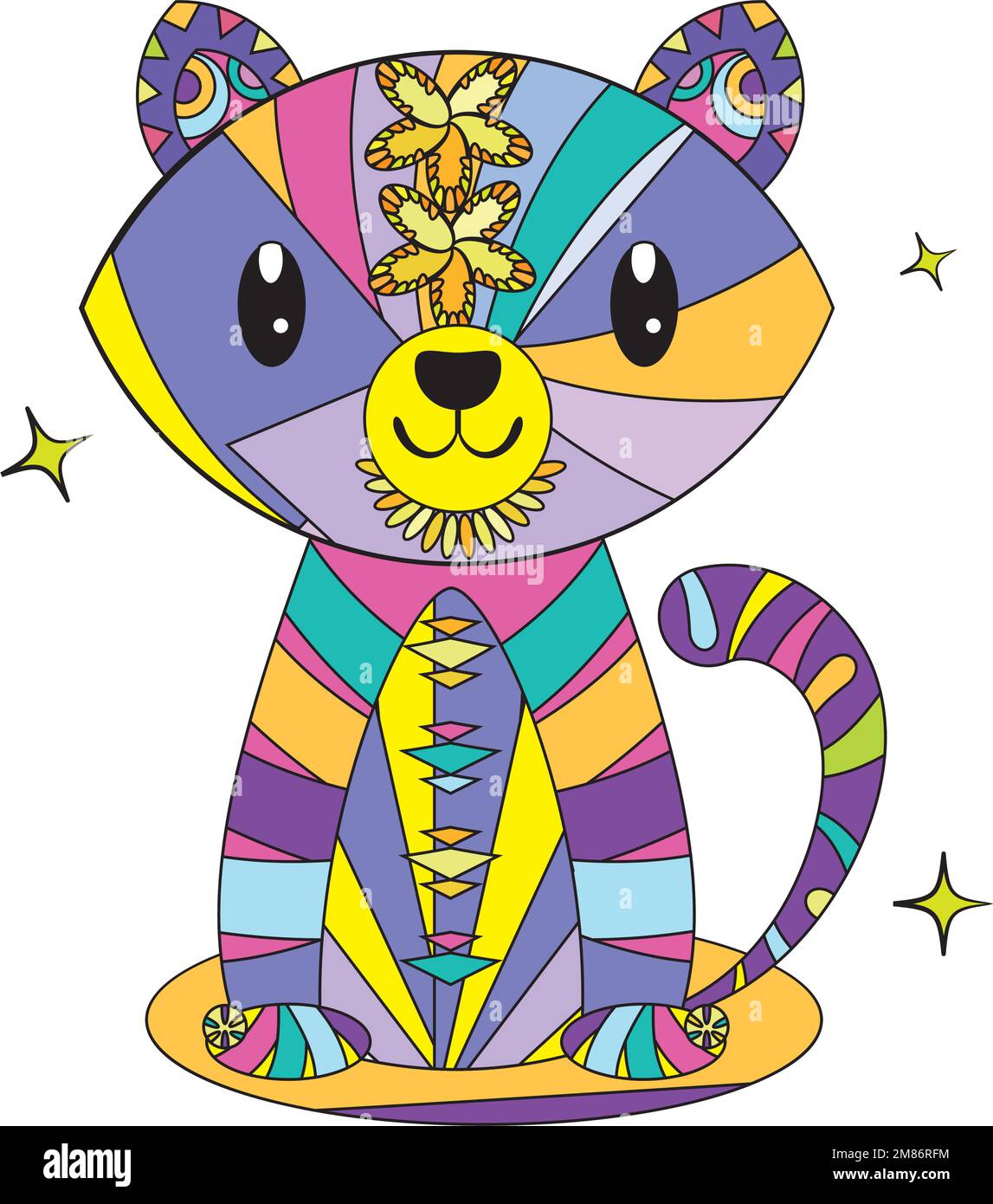 Mandala cat design Stock Vector Images - Alamy