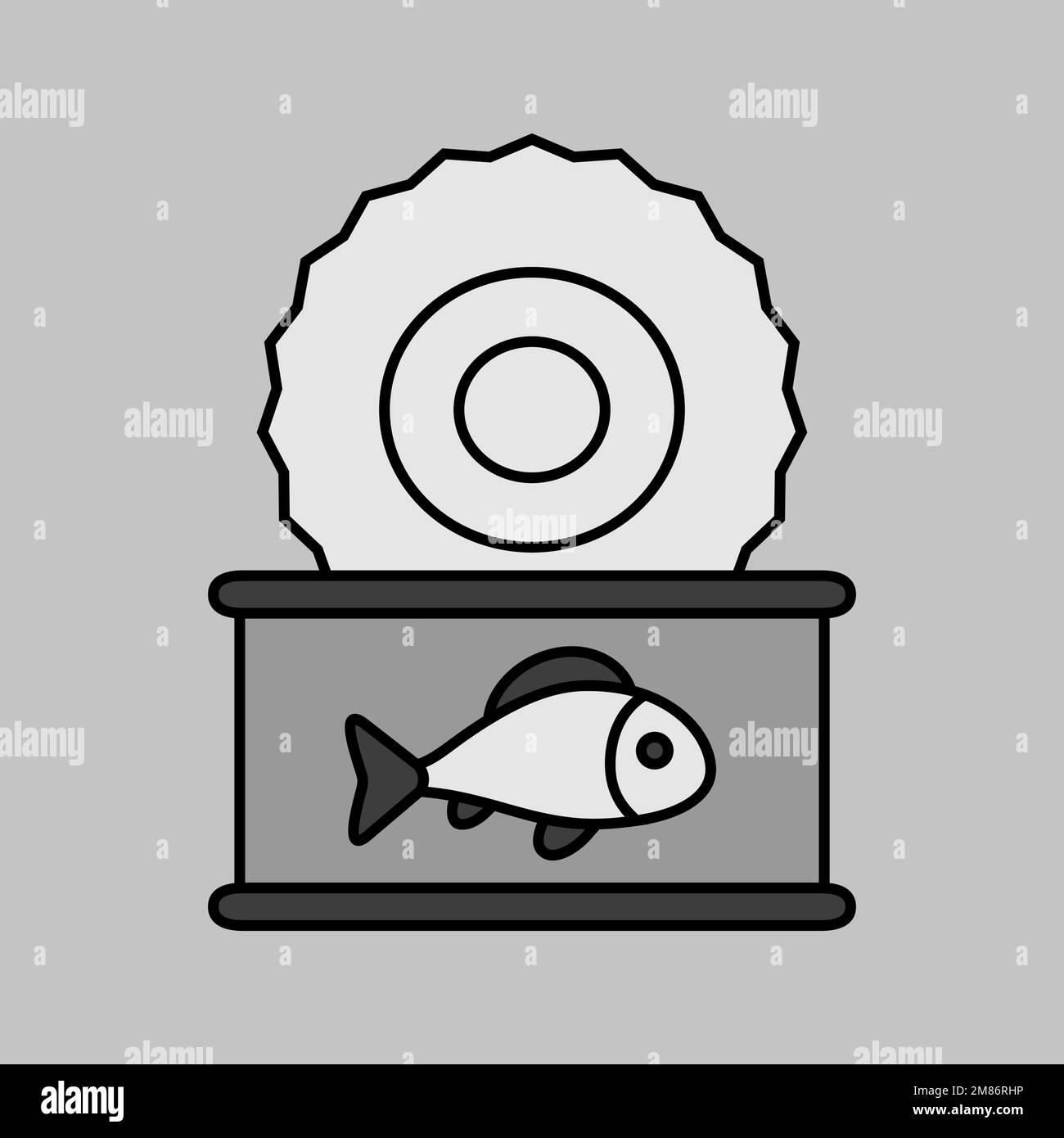 Fish preserves isolated grayscale icon. Farm animal sign. Graph symbol ...