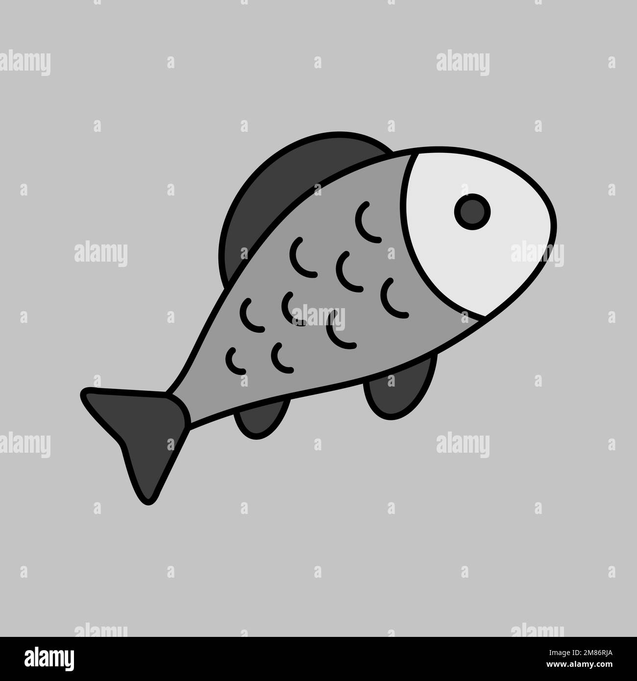 Fish isolated grayscale icon. Farm animal sign. Graph symbol for your ...