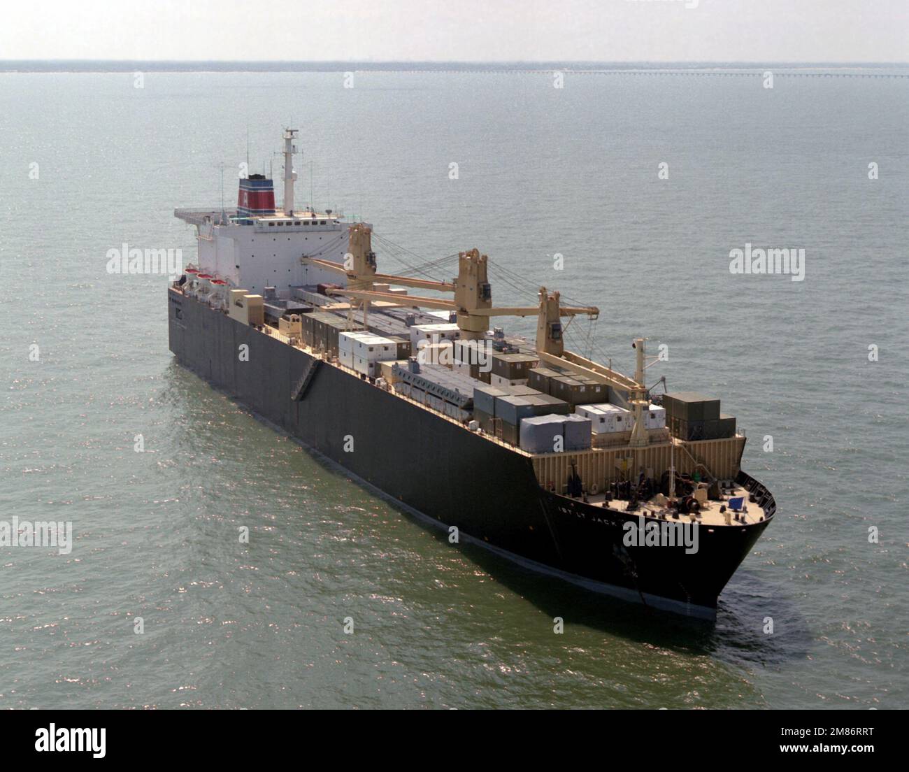 A starboard bow view of the maritime prepositioning ship SS 1ST LT ...