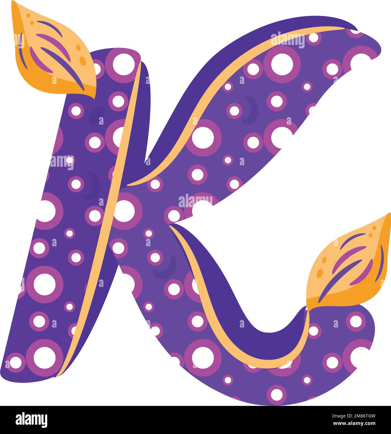 Isolated colored letter K with floral ornaments Typography fonts Vector ...