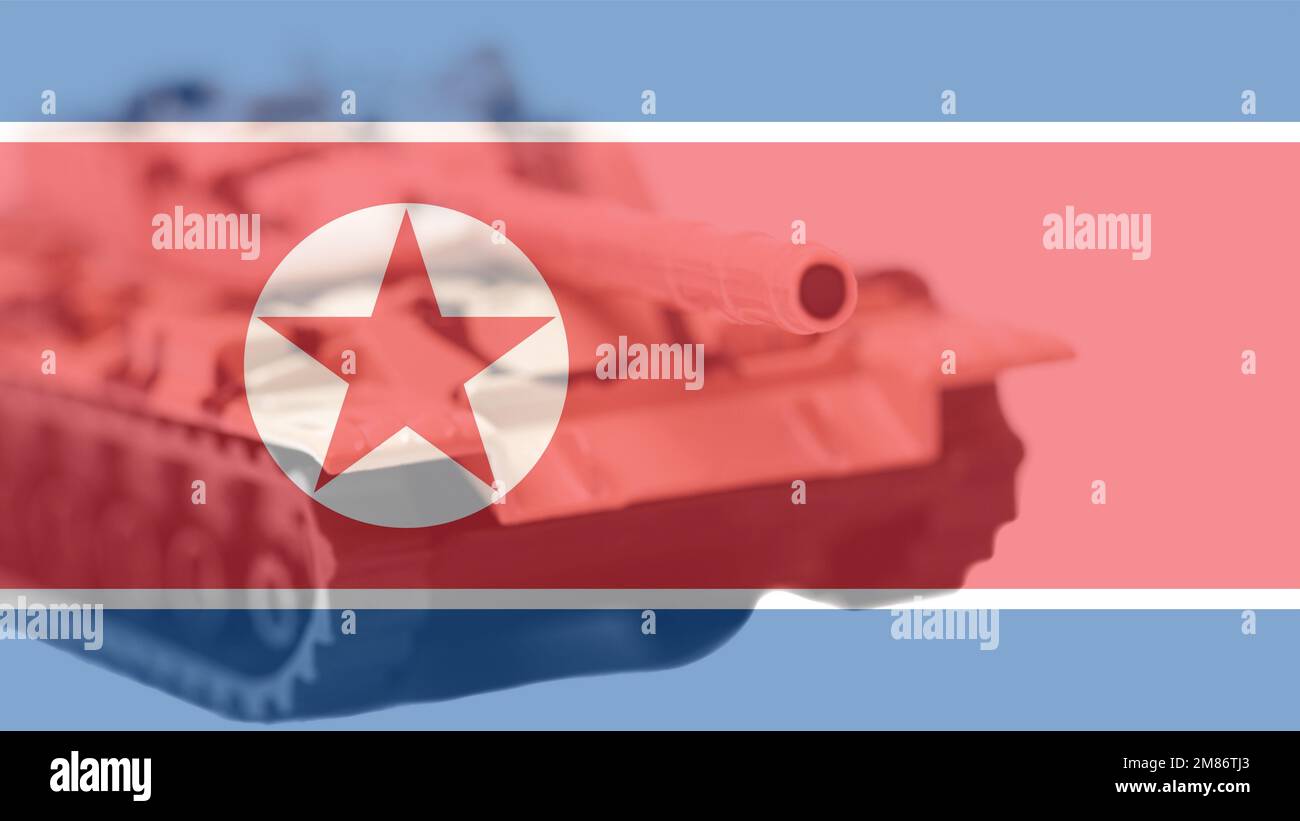 Tank with North Korea flag background. Military concept Illustration ...