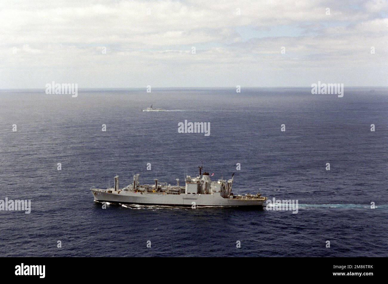 A port beam view of the ammunition ship USS BUTTE (AE-27) underway ...