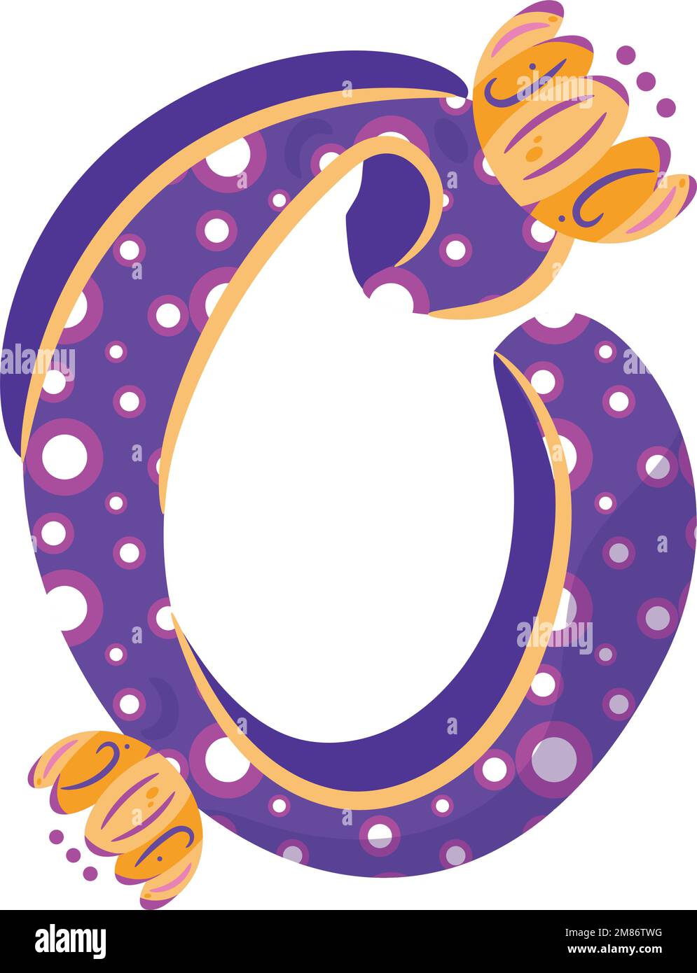 Isolated colored letter O with floral ornaments Typography fonts Vector ...