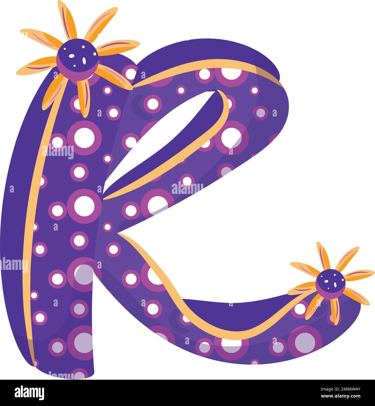 Isolated colored letter R with floral ornaments Typography fonts Vector ...