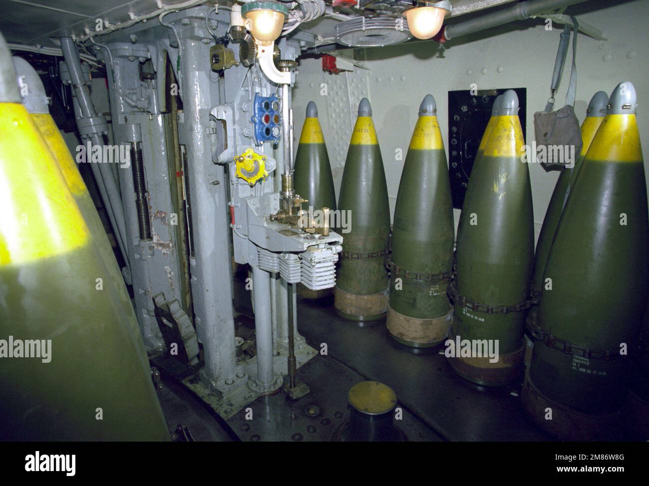A view of several 1,900-pound high capacity (HC) projectiles in a ...