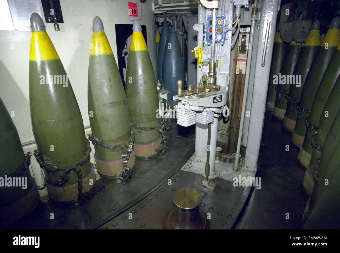 A view of several 1,900-pound high capacity (HC) projectiles in a ...