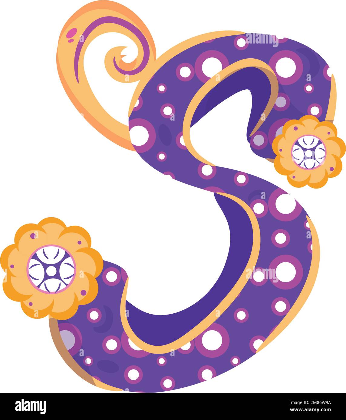 Isolated colored letter S with floral ornaments Typography fonts Vector ...